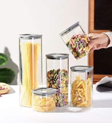 China Clear Airtight Borosilicate Glass Jars For Pasta Rice Sugar Coffee Beans Custom Packing for sale