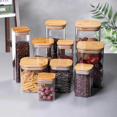 China Transparent High Borosilicate Glass Kitchen Storage Bottle Jar Dustproof Large Capacity for sale