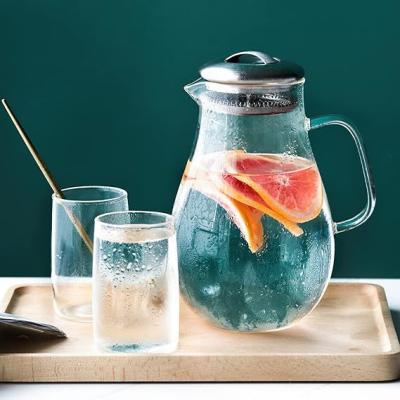 China 1.8L Clear Heat Resistant Glass Jugs With Handle Classic Design Tea Glass Kettle for sale