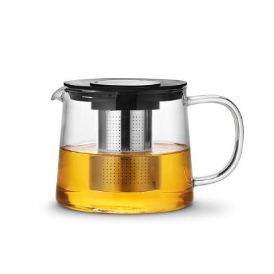 China Custom Capacity Glass Teapot With Infuser 1500ml 50OZ Borosilicate Tea Kettle Stove Safe for sale