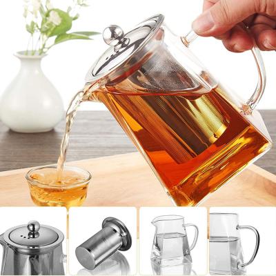 China 350ml 550ml 750ml 950ml Borosilicate Glass Tea Pot With Stainless Steel Infuser for sale