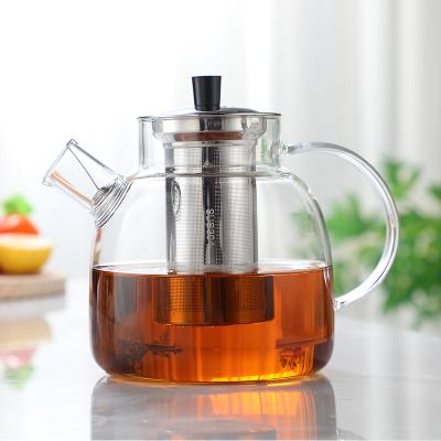 China Modern Eco Friendly Borosilicate Glass Teapot , Glass Tea Infuser Kettle With Handle for sale