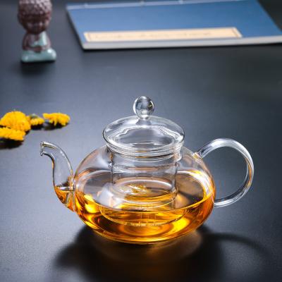 China Heat Resistant Clear High Borosilicate Glass Tea Pot For Flower Water Tea Custom Size for sale