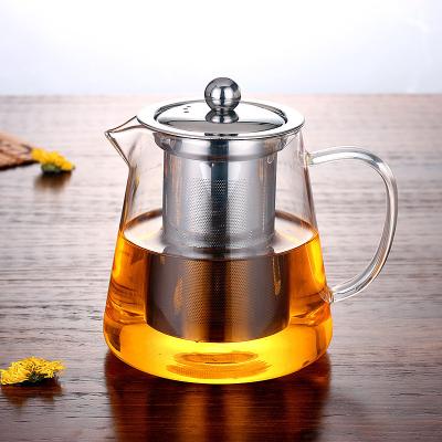 China 750ml 1300ml Borosilicate Glass Teapot With Stainless Steel Filter Modern Design for sale