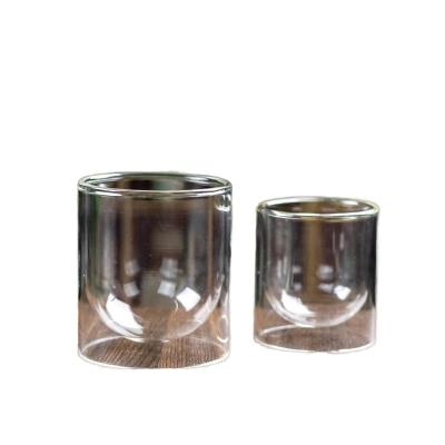 China Custom High Borosilicate Glass Cup Candle Holder with Empty Bottom Luxury Style for sale