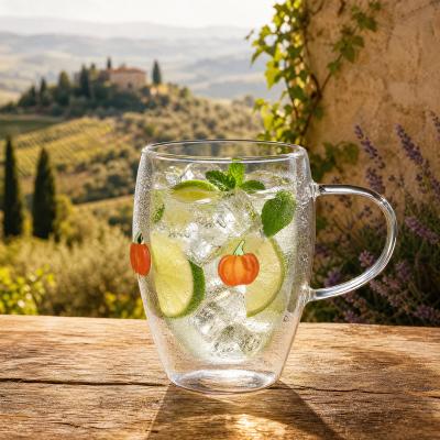 China Handmade Double Walled Glass Coffee Cup High Borosilicate Coffee Tea Drinking Cup for sale