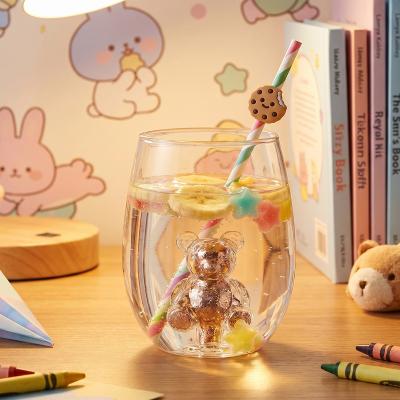 China Customizable Borosilicate Glass Double Walled Cup With 3D Fitting Cold Resistant for sale