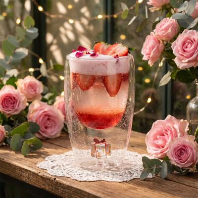 China Customized Color Double Wall Glass Mug Lightweight Heat Resistance Cup 300ml 400ml for sale