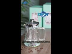 double wall borosilicate glass french press wavy design coffee maker modern style