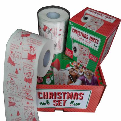 China wholesale price christmas printed toilet paper 2ply  250 sheets continuous roll to roll printing Multicolor printing for sale