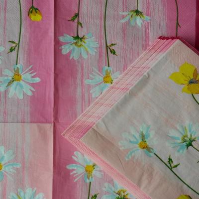 China printed paper napkin 25cm x 25cm  pre-folded napkins printed pocket tissues supplier for sale