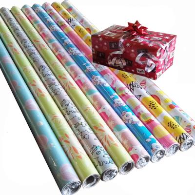 China 76.2cm x 3.39m 80gsm art paper custom printed christmas gift wrapping paper for sale