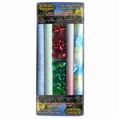 China 30inch x 120inch  80gsm craft paper  christmas printed gift wrapping paper  roll set for sale