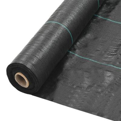 China Recyclable PP Black with White lines Woven Weed Control Mat with Chemical resistant Suitable For Garden Flower Bed for sale