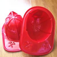 China Red Fire Chief Plastic Hat with Blue Shield Medium Size 50cm Circumference for sale