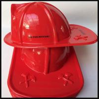 China Custom Imprinted Plastic Fire Chief Hats 29x21x11cm Blow Molded Kids Helmet for sale