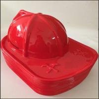 China Child Size Red Plastic Fire Chief Hat 29x21x11cm Blow Molded for sale