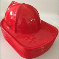 China Child Size Red Plastic Fire Chief Hat 29x21x11cm Blow Molded for sale
