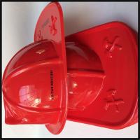 China Child Size Red Plastic Fire Chief Hat 29x21x11cm Blow Molded for sale