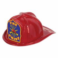 China Kids Plastic Fire Chief Toy Hat 29x21x11cm Blow Molded Educational Costume Helmet for sale