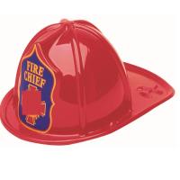 China Kids Plastic Fire Chief Toy Hat 29x21x11cm Blow Molded Educational Costume Helmet for sale