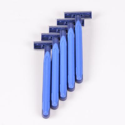 China rubber handle twin triple blade disposable face shaving razor for sale