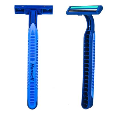 China # disposable razor twin 2 blade shaving razor with lubricant strip stainless steel blade hot sale AMAZON for man and lad for sale