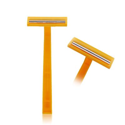 China factory Twin stainless steel blade disposable rubber handle shaving razor for sale