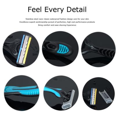 China Pivot head triple blade razor with rubber handle for sale