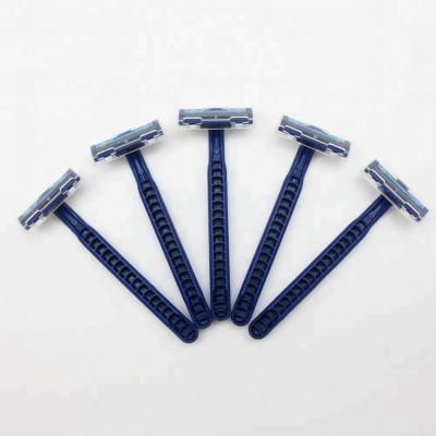 China factory Twin stainless steel blade disposable rubber handle shaving razor for sale