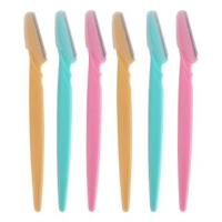 China Plastic Eyebrow Razor 6pcs Set Stainless Steel Blade Disposable Facial Hair Trimmer for sale