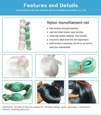 China Afrian Market 400MD Double Selvage Doule Knot Nylon Monofilament Fishing Net for sale