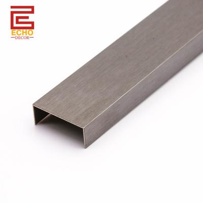 China 20mm spazzolato Black Metal Edge Tile Trim For Bathroom Ceramic Tile for sale