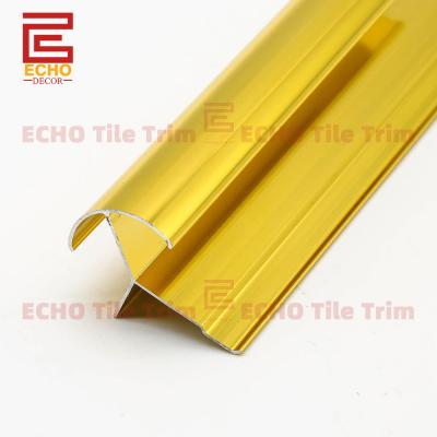 China Aluminum Gold Tile Trim 2.5m Double Edge Rounded Corners for sale