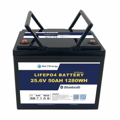 China OEM ODM ABS Anti-UV Marine Boat Battery 24V 50AH LiFePO4 Lithium Battery With BT for sale