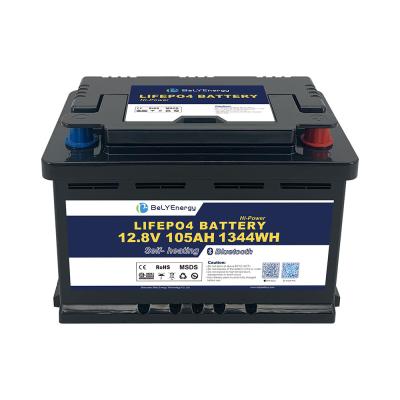 Китай RV LiFePO4 Аккумулятор для хранения энергии 12V 105AH с BT и самонагревом продается