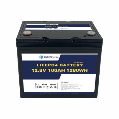 China 12V 100AH 1280Wh LiFePO4 Lithium Ion Battery With New Grade A Pristmatic Cells for sale