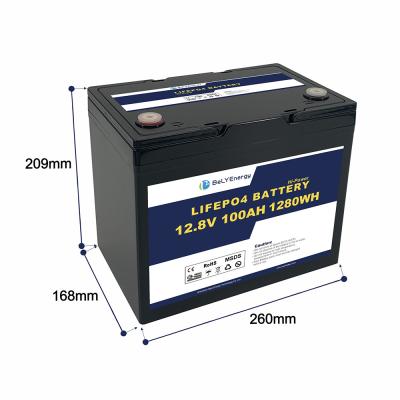 China 12V 100AH 1280Wh LiFePO4 Lithium Ion Battery With New Grade A Pristmatic Cells for sale