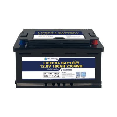 China 12V 180AH RV Battery with Srew Fixing H8 DIN Case with Bluetooth and Self-heating for low temperature for sale