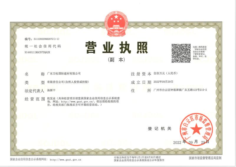 Business License - Guangzhou Bali Furniture Co., Ltd.