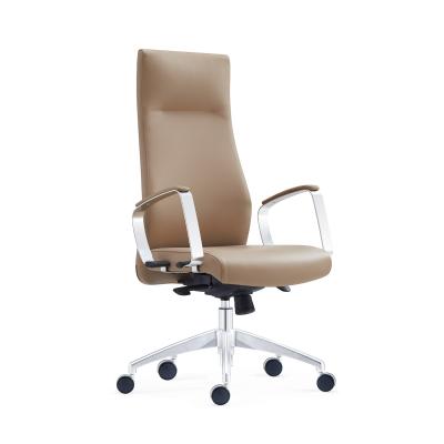 China 60 PU Castors Leather Office Swivel Chair 25.4KG 350 Polish Aluminum Base for sale