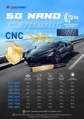 중국 나노 세라믹 창문 필름: 태양 제어용 80% VLT 75% IRR 및 90% IR 거부 판매용