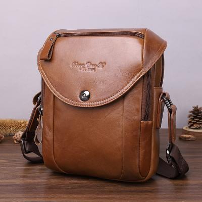 China Japan Style Men's Leather Cross - Body Bag Vintage Style Briefcase Cowhide Leisure Shoulder Bag Travel Outdoor Toolbox Hot Style factory