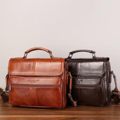 China Fashion Men's Leather Cross - Body Bag Custom Logo Fashion Briefcase Hot High Quality Outdoor Large Capacity Shoulder Bag Travel Handbag factory