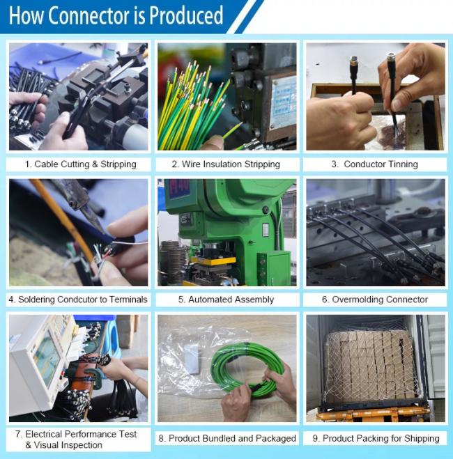 M12 to D-Sub connector technical drawing