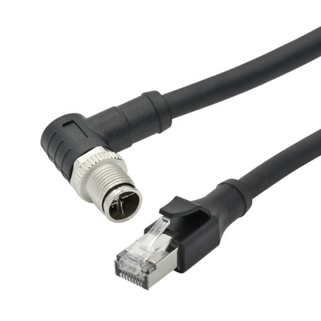 M12 x code 8P male straight to RJ45 female cable connector