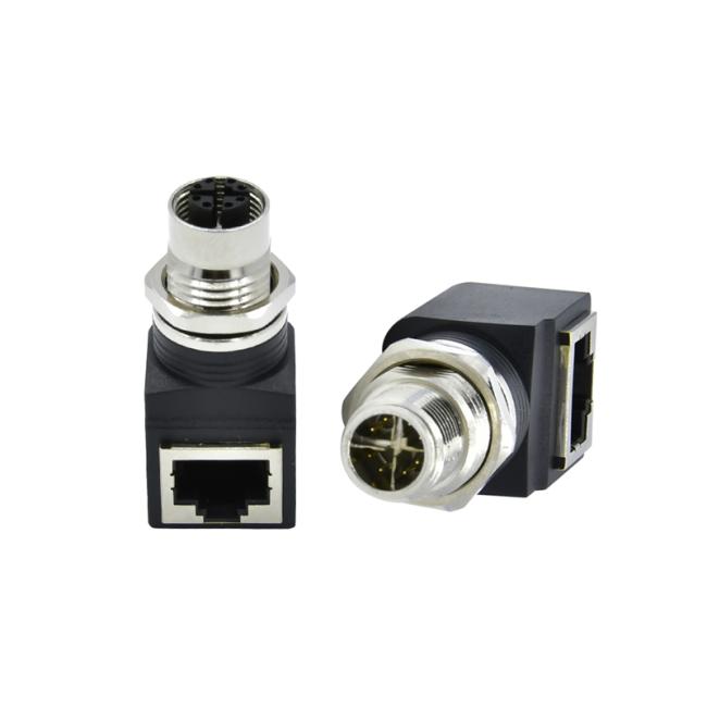 M12 x code 8P male straight to RJ45 male cable connector