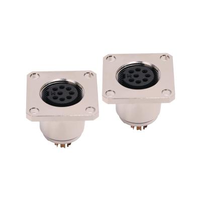 China Rear Front M16 Waterproof Connector Wall Panel Mount 2 - 12 Pin Male Female Connector for sale