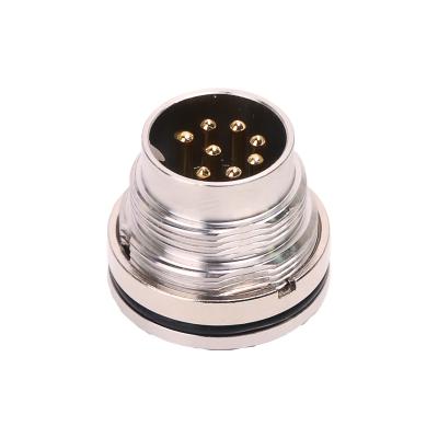 China Rear Front M16 Waterproof Connector Wall Panel Mount 2 - 12 Pin Male Female Connector for sale