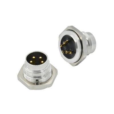 China Rear Front M16 Waterproof Connector Wall Panel Mount 2 - 12 Pin Male Female Connector for sale